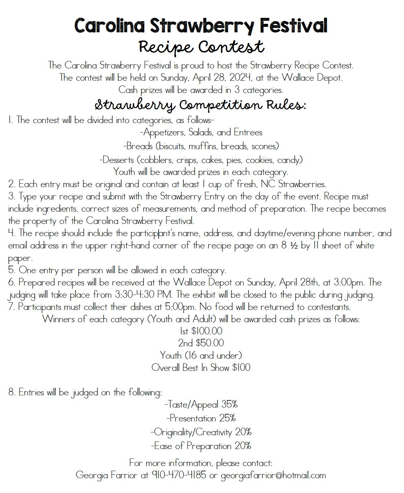 Recipe Contest – Carolina Strawberry Festival